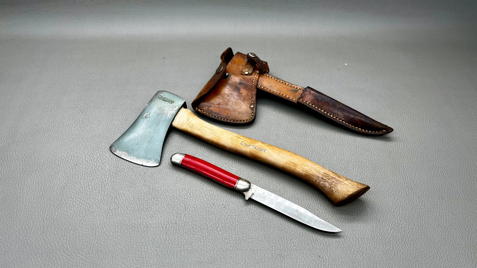 Craftsman Mini Hatchet & Knife In Leather Pouch - The Tool Exchange AU